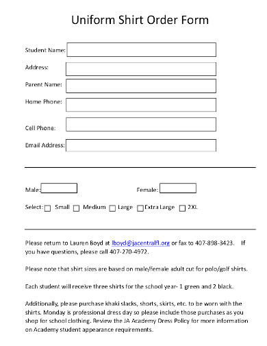 FREE 10+ Shirt Order Form Templates in PDF | MS Word