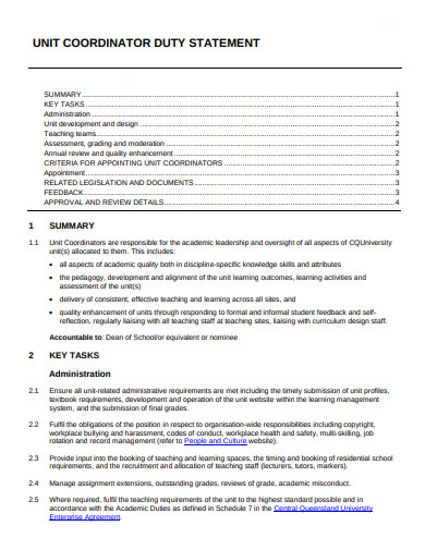 12+ Duty Statement Templates in PDF | DOC