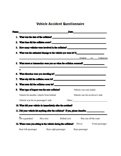 21+ Accident Questionnaire Templates in PDF | DOC