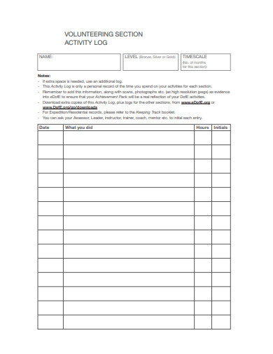 25+ Activity Log Templates in Word | Pages | PDF