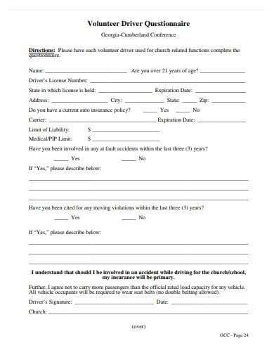 21+ Driver Questionnaire Templates in PDF | DOC | XLS