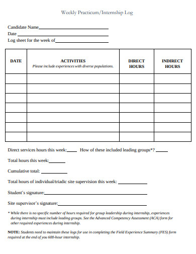 7+ Internship Log Sheet Templates in PDF | XLS