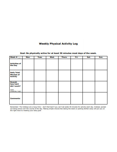 10+ Free Physical Activity Log Templates in PDF | XLS