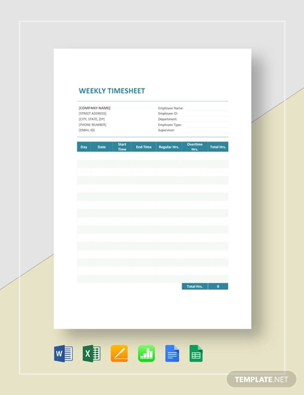 28+ Weekly Timesheet Templates – Free Sample, Example Format Download
