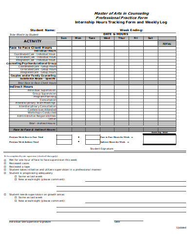 7+ Internship Log Sheet Templates in PDF | XLS