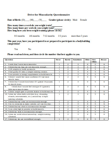 11+ Personal Training Questionnaire Templates in PDF | DOC