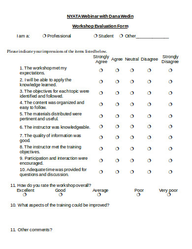 11+ Workshop Evaluation Form Templates - PDF | DOC