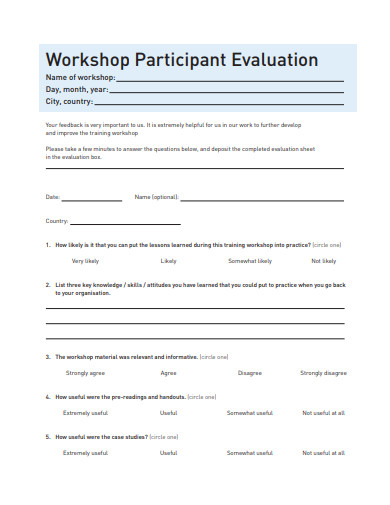 11+ Workshop Evaluation Form Templates - PDF | DOC