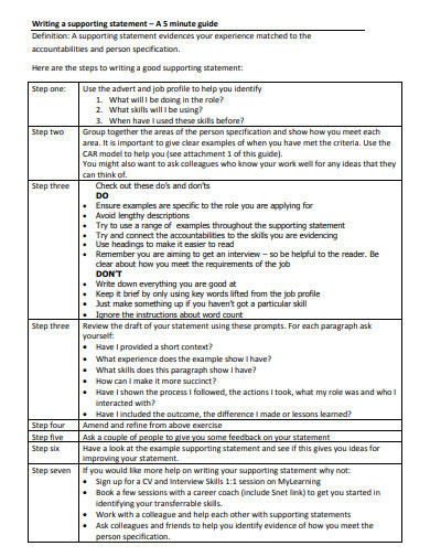11 Supporting Statement Templates In Google Docs Word Pages PDF