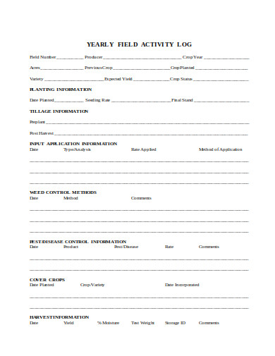 25+ Activity Log Templates in Word | Pages | PDF