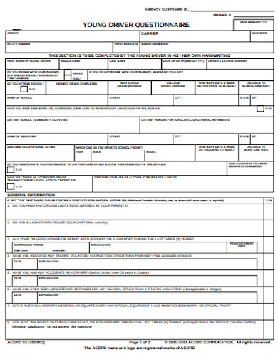 21+ Driver Questionnaire Templates in PDF | DOC | XLS