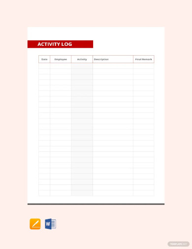 17+ Free Activity Log Template - Word, Excel, PDF Documents Download!