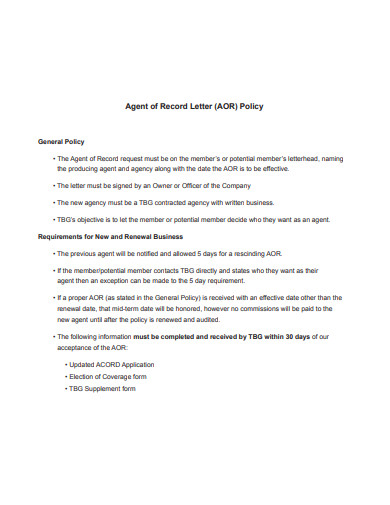 11+ Agency of Record Letter Templates in Doc | PDF
