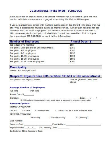 FREE 11+ Investment Schedule Templates in PDF | XLS | MS Word