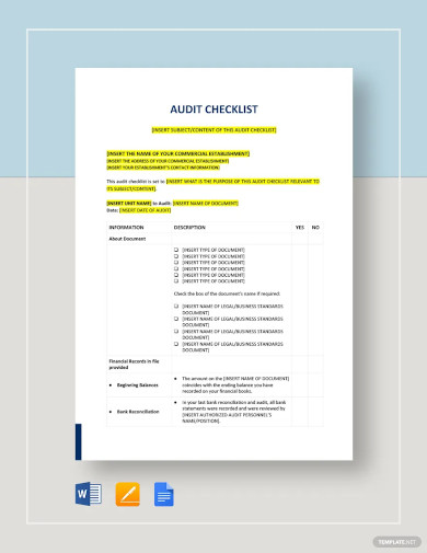 11+ Project Audit Checklist Templates in PDF | DOC
