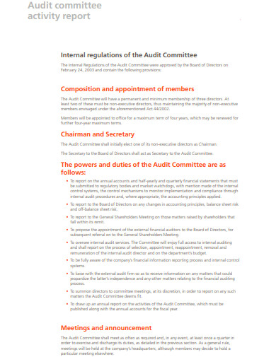 11+ Audit Committee Report Templates in PDF | Doc
