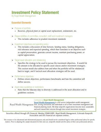 11+ Investment Policy Statement Templates in DOC | PDF
