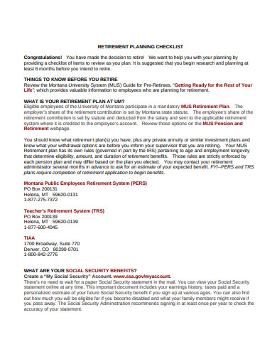 10 Retirement Planning Checklist Templates In Pdf Doc