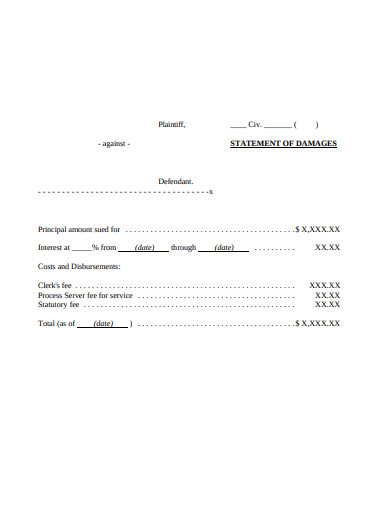 10+ Statement of Damages Templates in PDF | DOC