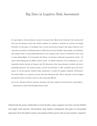 9+ Logistics Risk Assessment Templates in PDF | MS Word