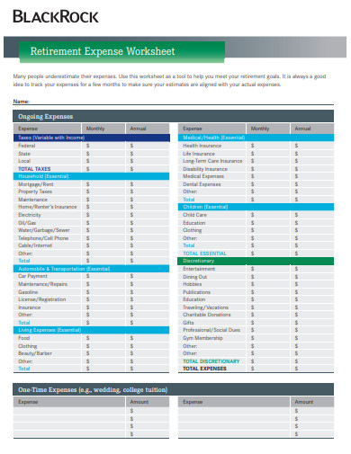 11 Retirement Expense Worksheet Templates In PDF DOC