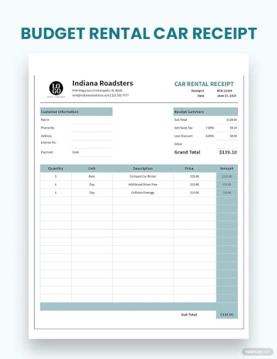 11+ Car Rental Receipt in Docs | Sheets | Excel | Word | Numbers ...