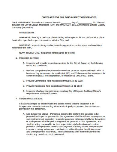 11+ Inspection Services Contract Templates in Doc | PDF