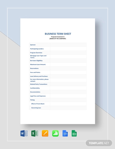 14+ Term Sheet Templates - Free Sample, Example, Format Download!