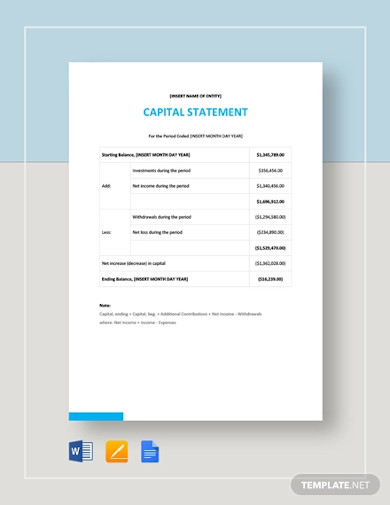 11+ Capital Statement Templates in Google Docs | Google Sheets | Excel ...