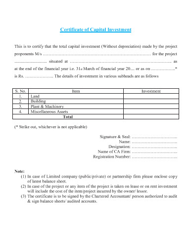 11+ Investment Certificate Templates in PDF | DOC