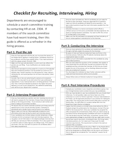 11+ Recruitment Checklist Templates in PDF | MS Word