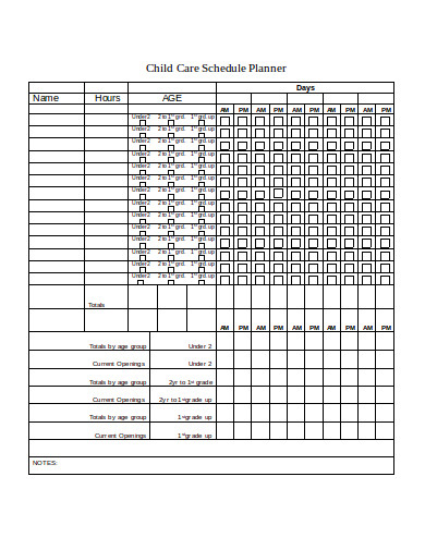 12+ Child Care Schedule Templates in PDF | Doc