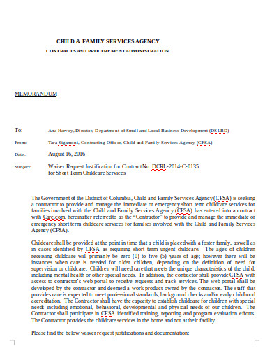 11+ Child Care Memo Templates in PDF | WORD