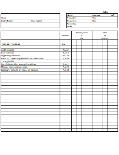 11+ Audit Lead Schedule Templates in PDF | Doc