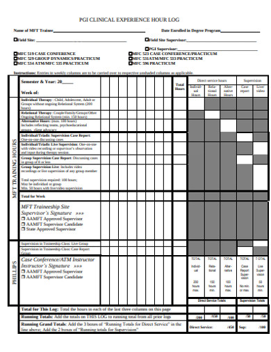 10+ Clinical Experience Log Templates in PDF | DOC