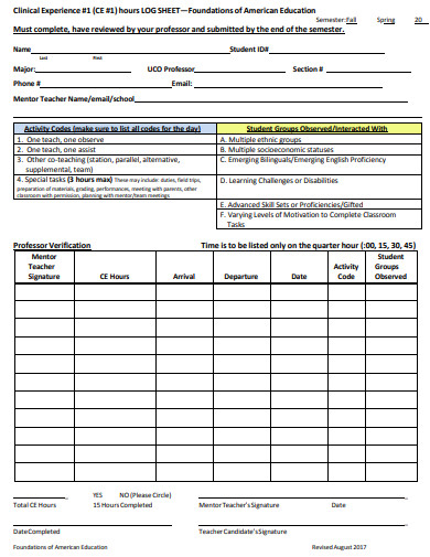 10+ Clinical Experience Log Templates in PDF | DOC