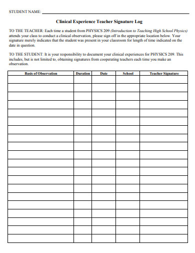 10+ Clinical Experience Log Templates in PDF | DOC