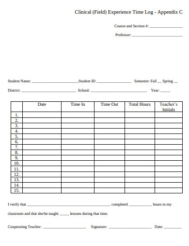 10+ Clinical Experience Log Templates in PDF | DOC