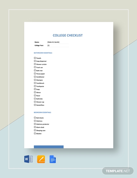 School Checklist Templates in Word | Pages | Excel