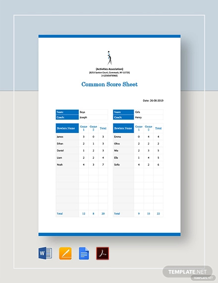 Score Sheet Template - 29+ Free Word, PDF Documents Download