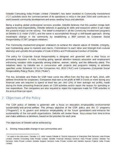 FREE 10+ Corporate Social Responsibility Policy Templates in PDF | MS Word