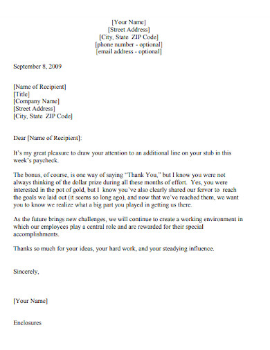 6+ Bonus Award Letter Templates in PDF
