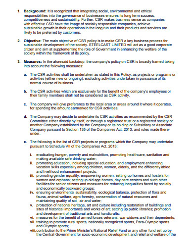 FREE 10+ Corporate Social Responsibility Policy Templates in PDF | MS Word