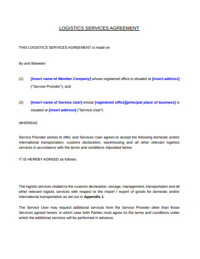 11+ Logistics Service Agreement Templates in PDF | MS Word