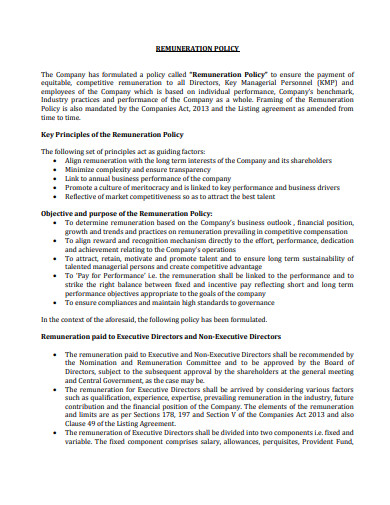 11+ Remuneration Policy Templates in PDF | Ms Word