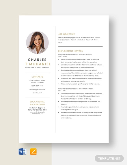 14 Computer Science Resume Templates PDF DOC