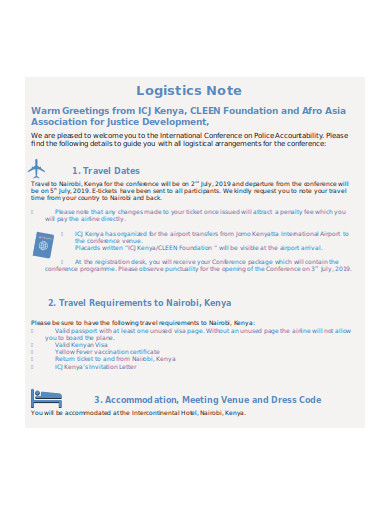11+ Logistics Note Templates in PDF | MS Word