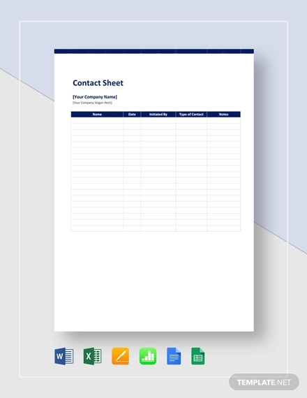 Contact Sheet Template 17 Free Excel Documents Download
