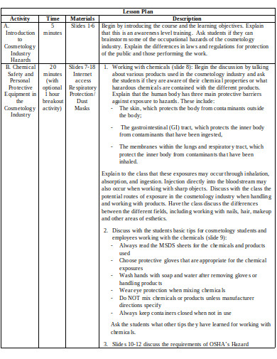 11+ Cosmetology Lesson Plan Templates in PDF | DOC
