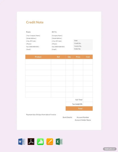 11+ Credit Note Templates - Free Sample, Example Format Download | Free ...